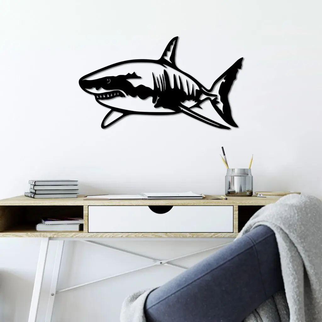 Wallity Zidna dekoracija Shark - M, 50 x 28 cm, Crna