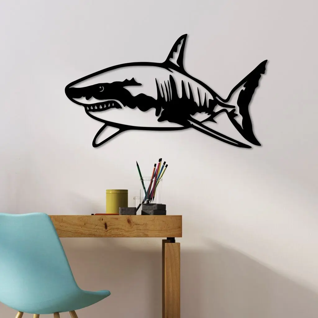 Wallity Zidna dekoracija Shark - L, 70 x 36 cm, Crna