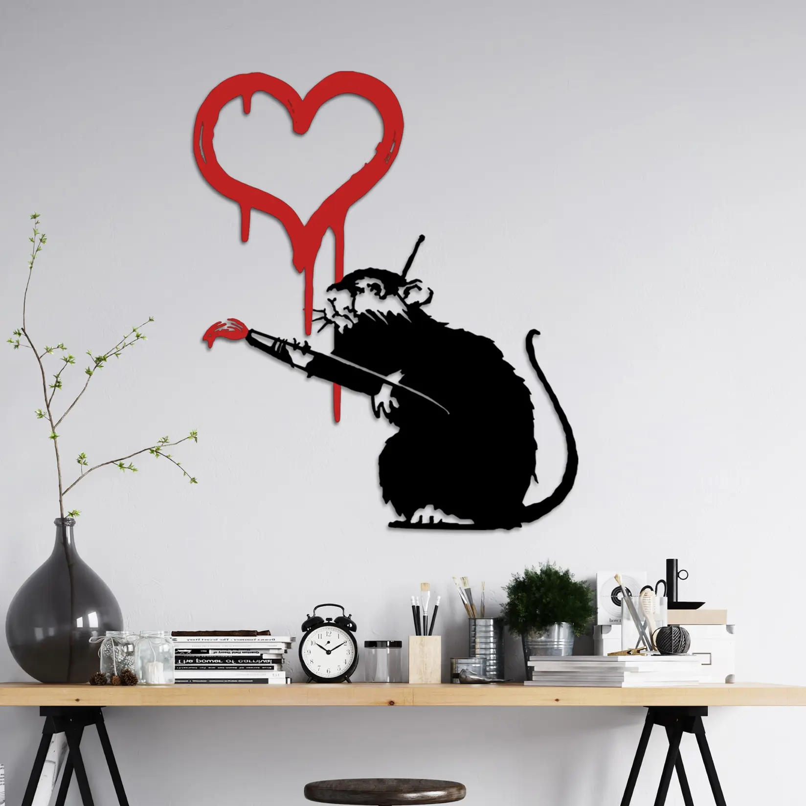Wallity Zidna dekoracija Banksy Metal 08, 60x70 cm, 1.5 mm, Bela