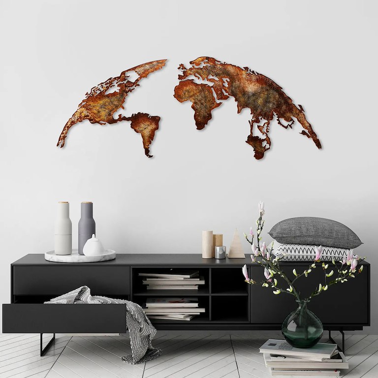 Wallity Zidna dekoracija World Map, 150 cmx59 cm, Šarena