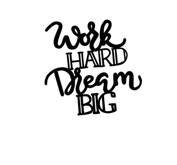 Wallxpert Zidna dekoracija Work Hard Dream Big 1, 53x52cm, Crna