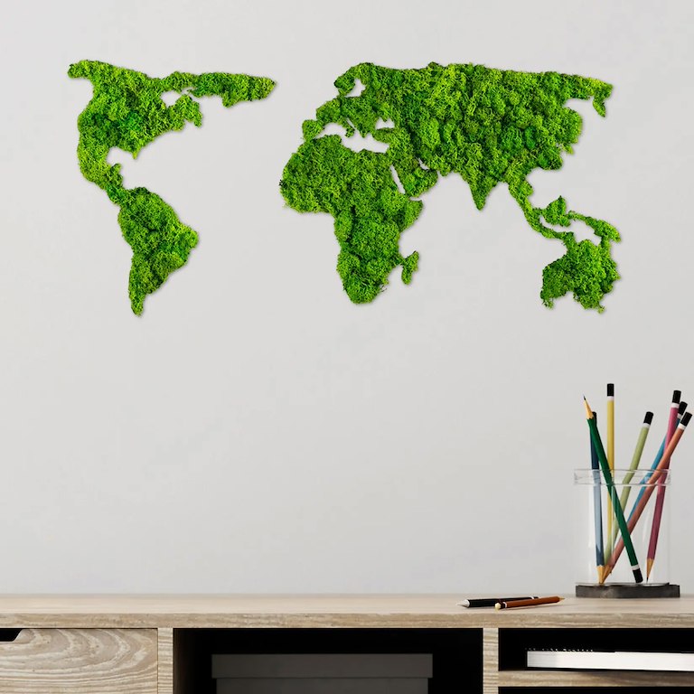 Wallity Zidna dekoracija World Map, 70x32 cm 6 mm, Zelena