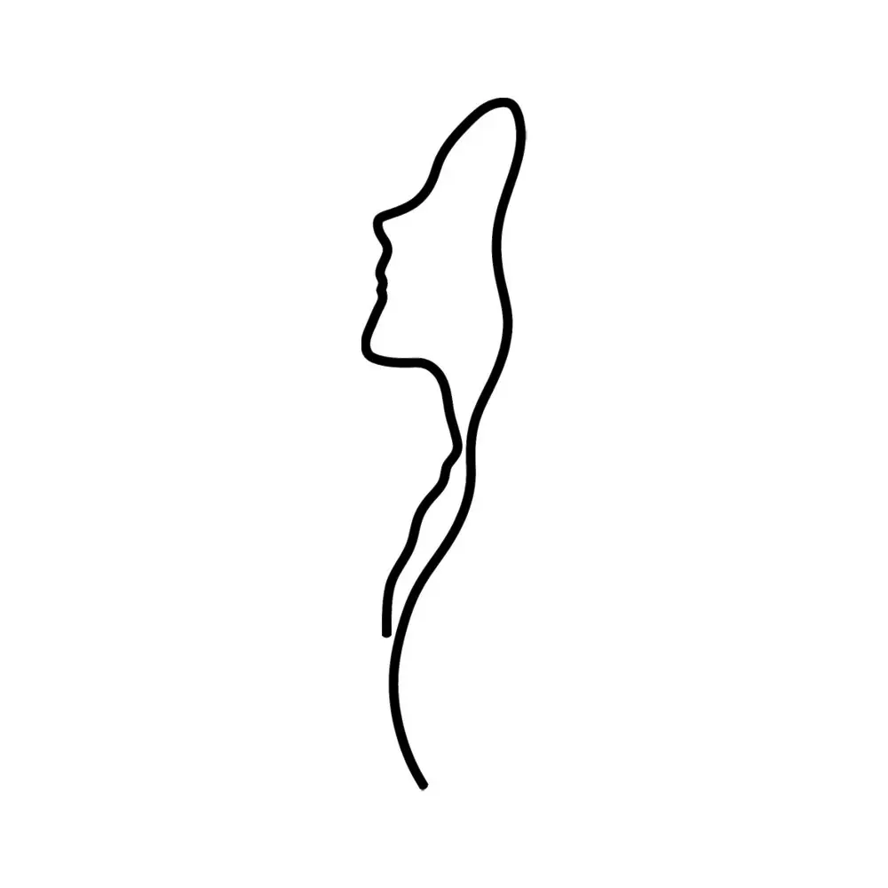 Wallity Zidna dekoracija Woman Face Profile, 18x74cm, Crna