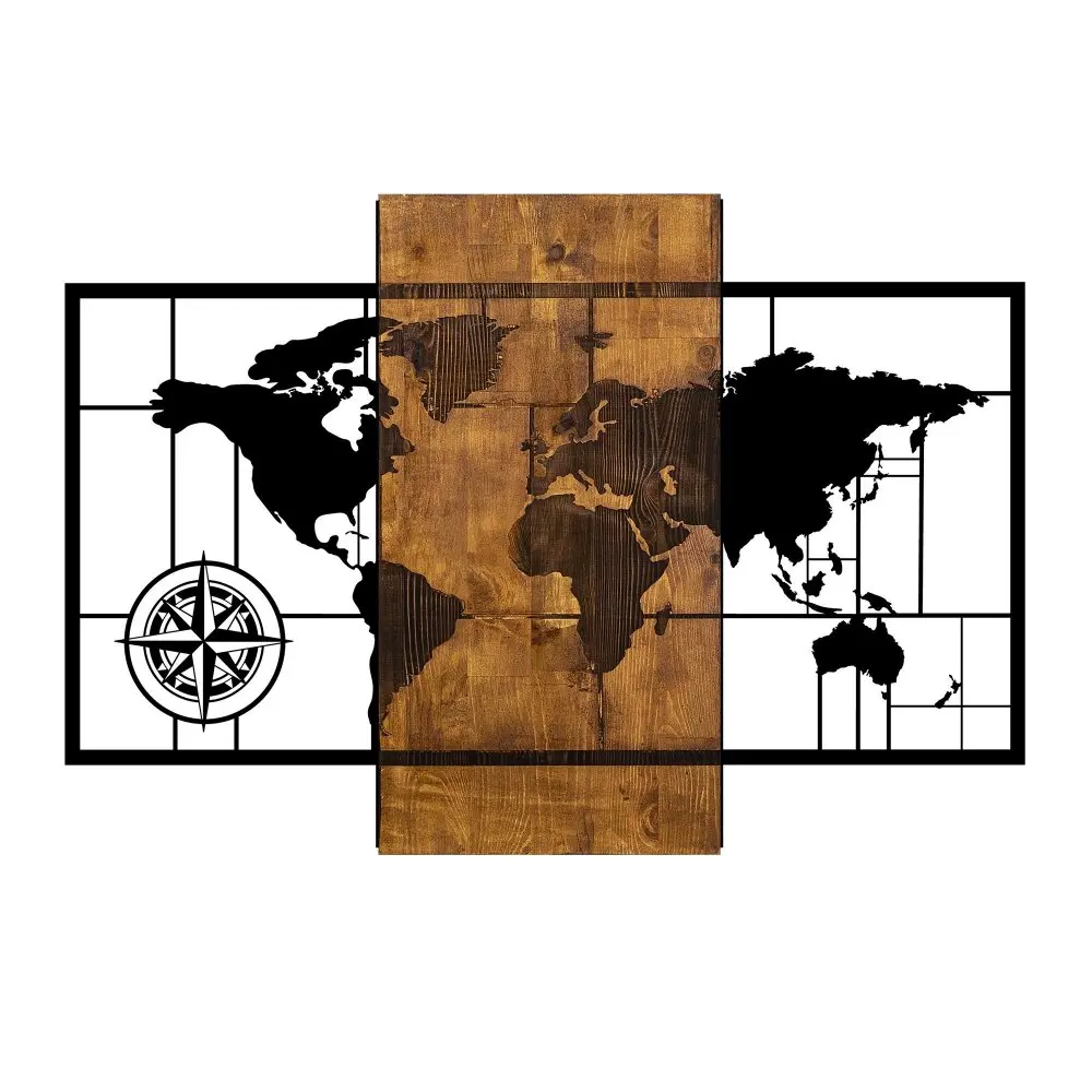 Wallity Zidna dekoracija World Map With Compass, 85x58cm