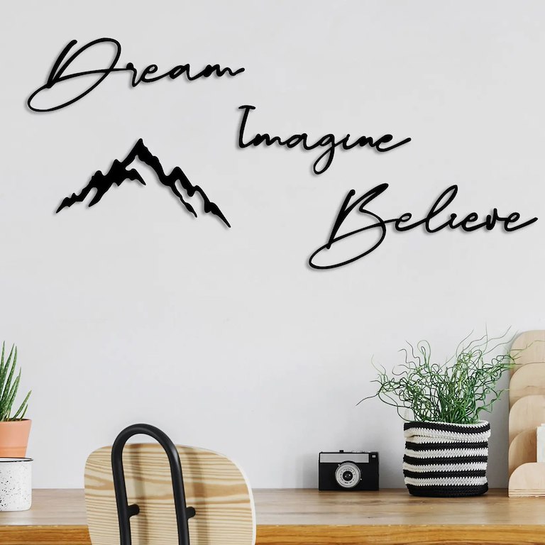 Wallity Zidna dekoracija Dream Imagine Belive, 1.5mm, Crna