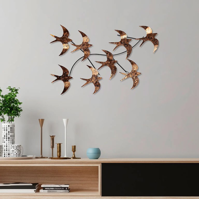 Wallity Zidna dekoracija Flying Birds 3, 69x41x7 cm, 1.5 mm, Šarena