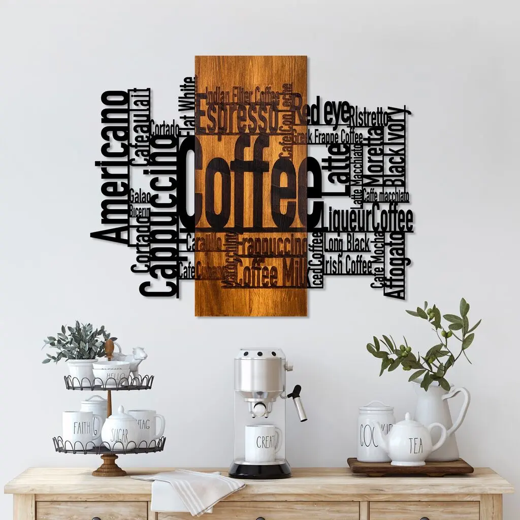 Wallity Zidna dekoracija Coffee Mixed, 72x58x3 cm, Crna