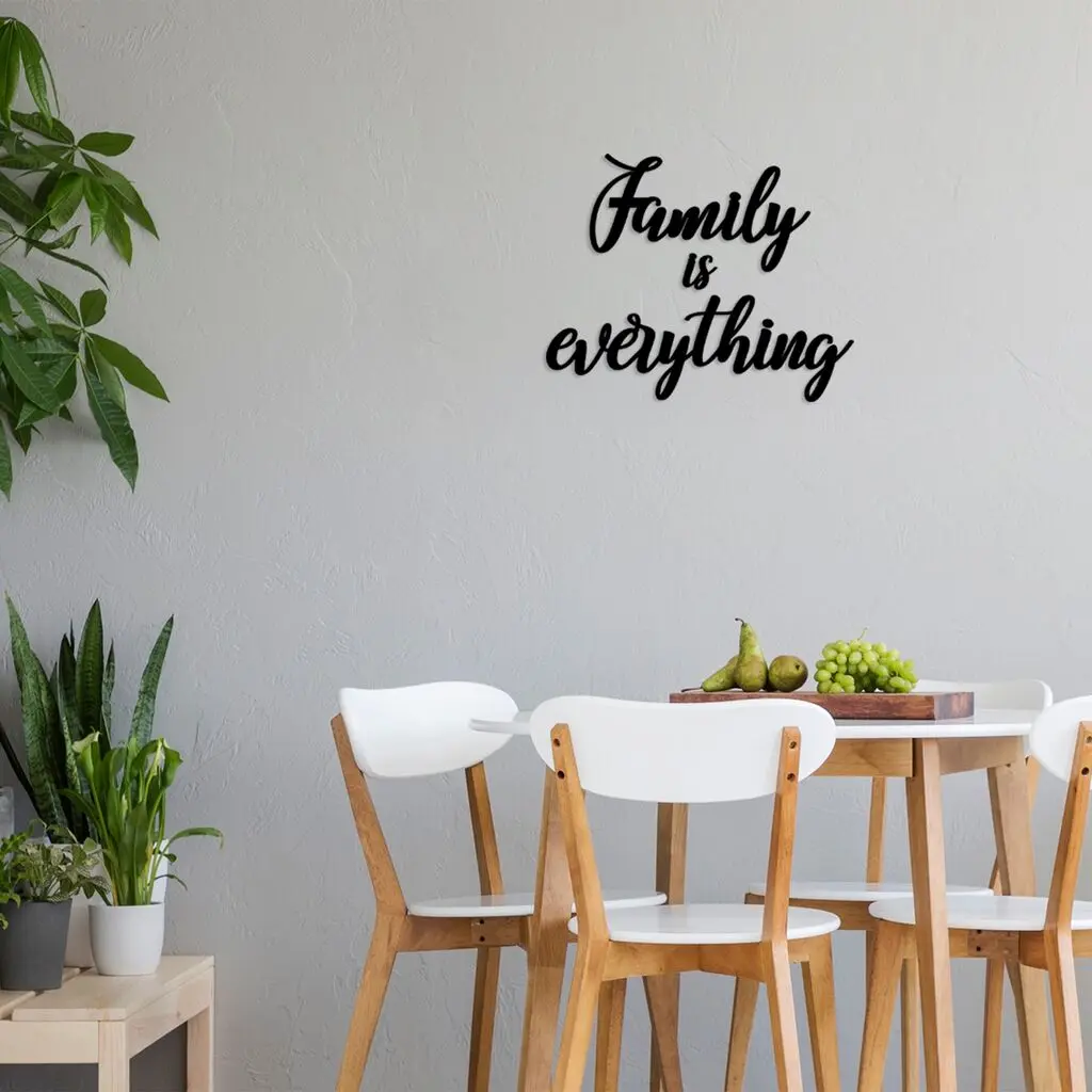Wallity Zidna dekoracija Family Is Everything, 46x25cm, 64x22cm, Crna
