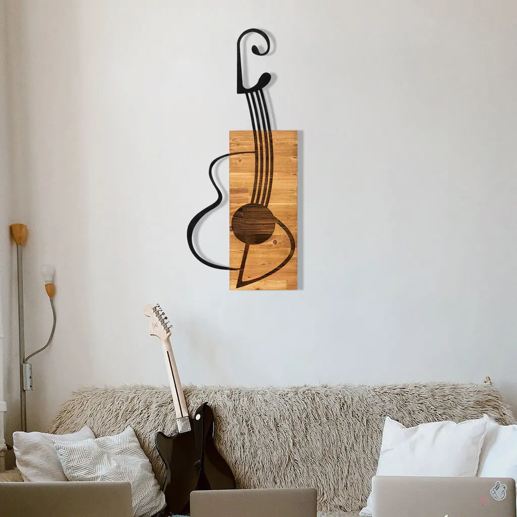 Wallity Zidna dekoracija Gitar, 39x13 cm, Smeđe boje