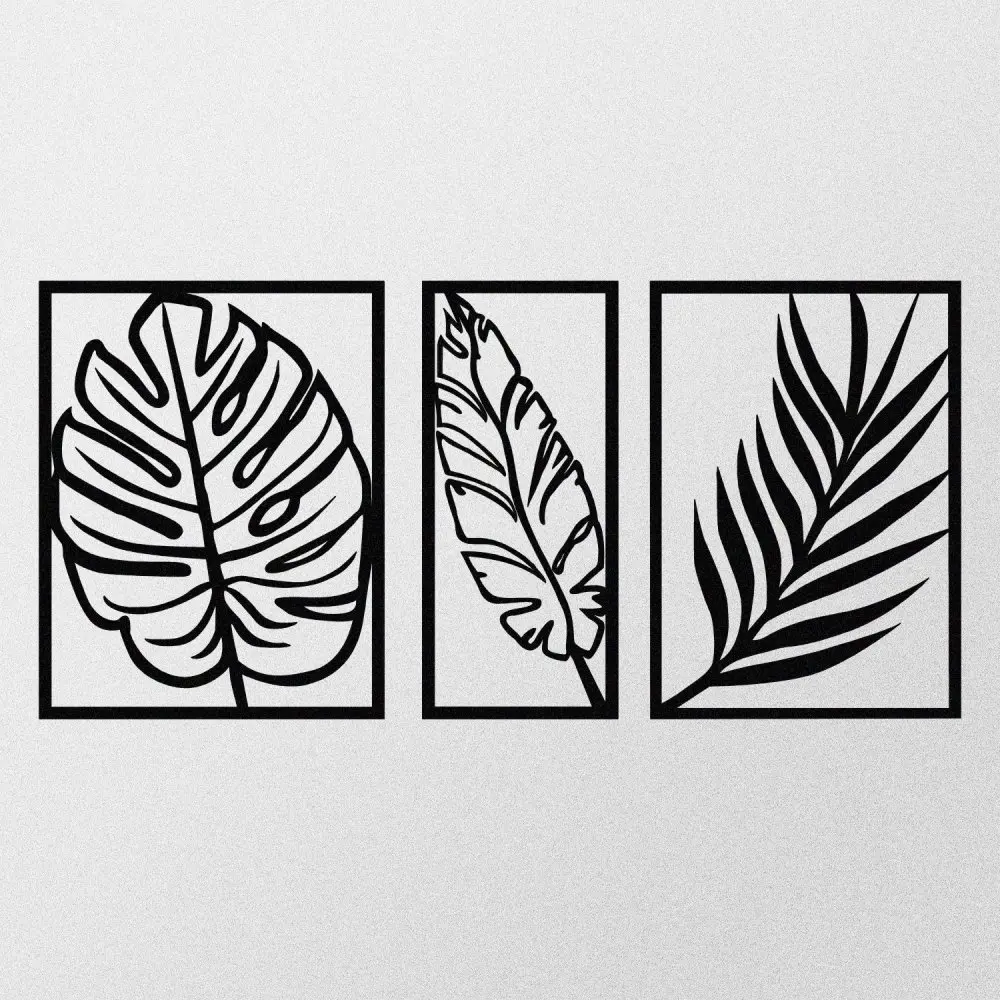 Wallity Zidna dekoracija Leaf 2, 80x38cm, Crna