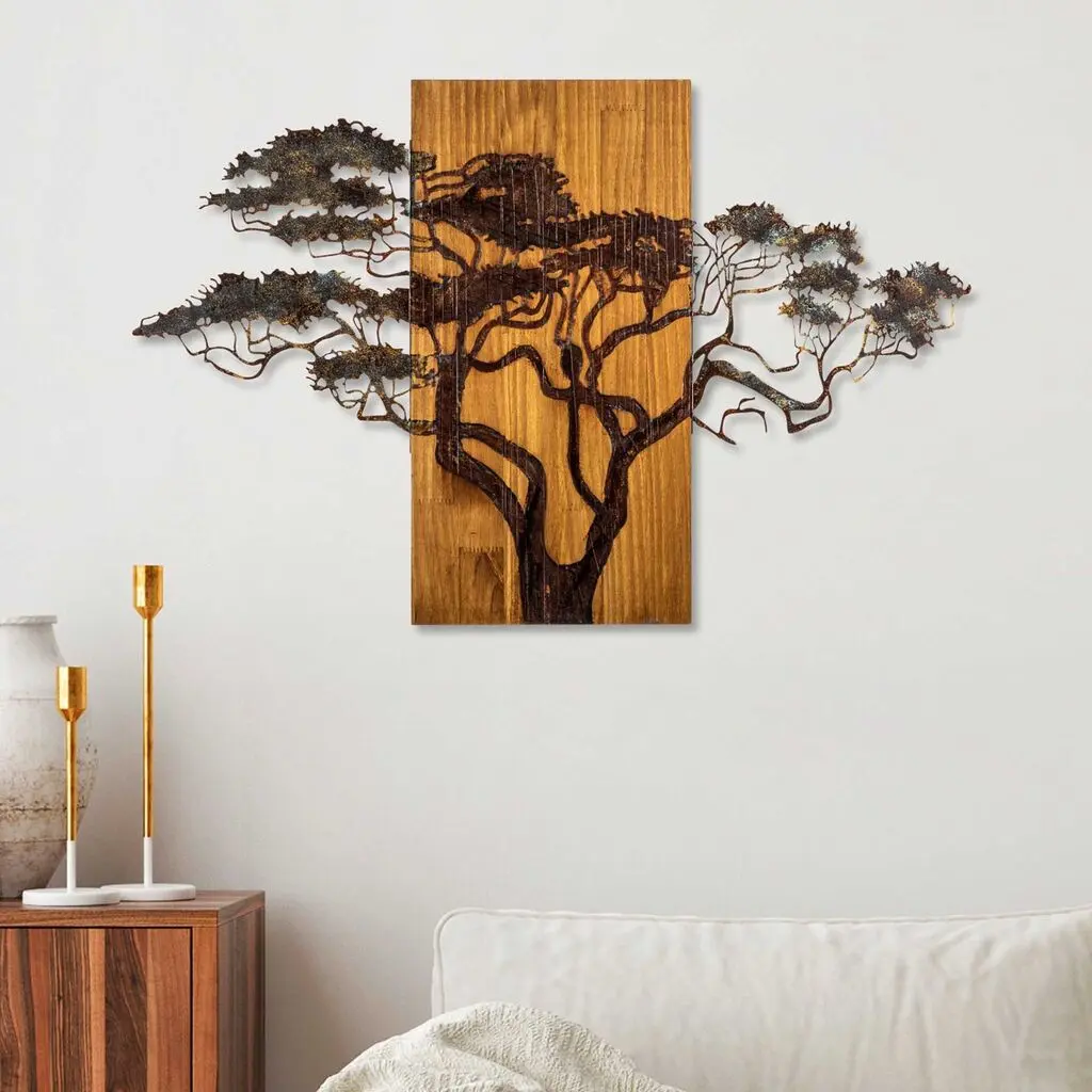 Wallity Zidna dekoracija Acacia Tree - 387-A, 90x58x3 cm, Smeđe boje