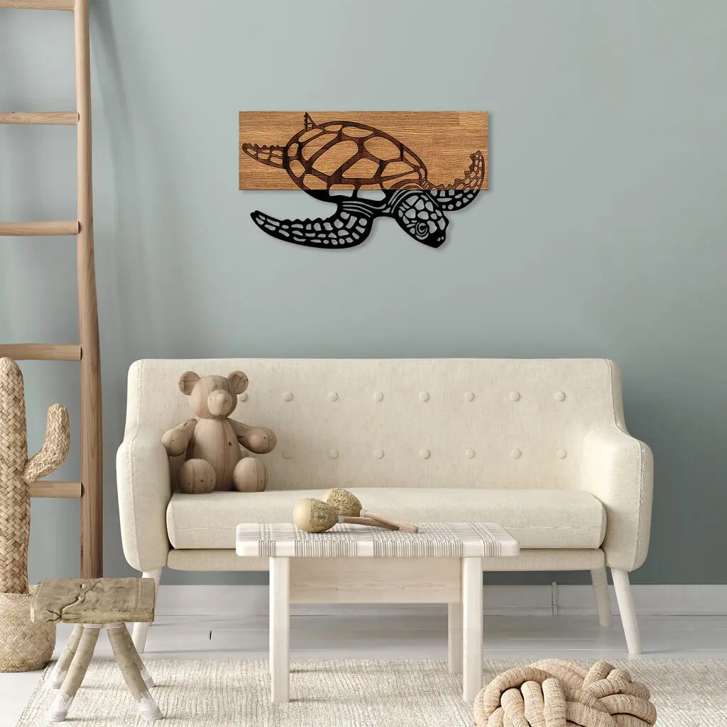 Wallity Zidna dekoracija Caretta Caretta - 314, 58x3x32 cm, Smeđe boje