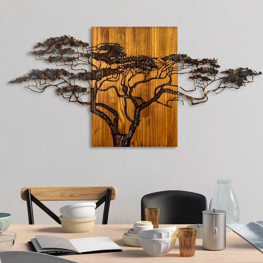 Wallity Zidna dekoracija Acacia Tree - 329-A, 144x70x3 cm, Smeđe boje