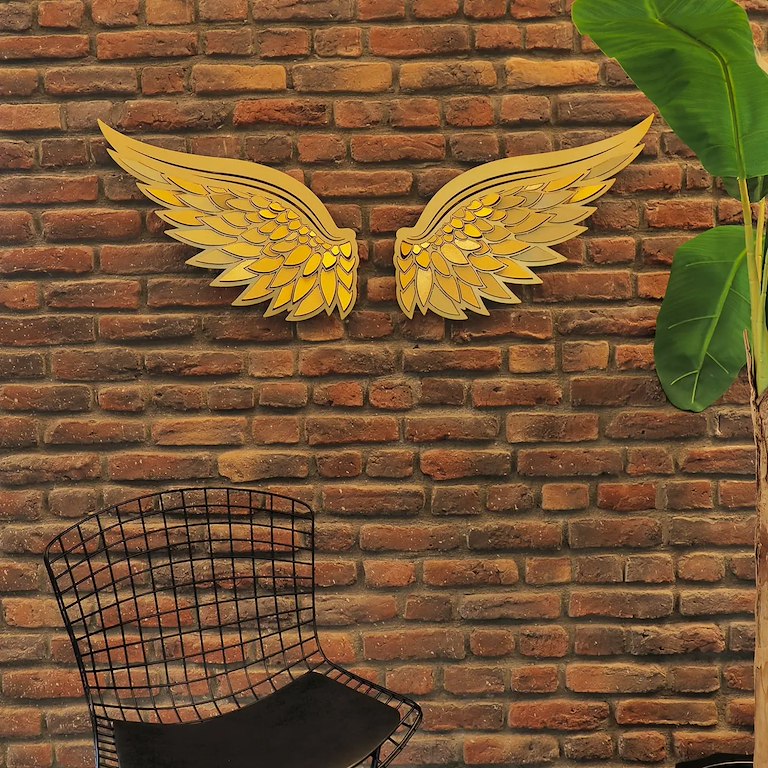 Wallity Set zidnih dekoracija Angel Wings-APT705, 46x50 cm 2 komada, Zlatne boje