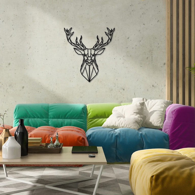 Wallity Zidna dekoracija Deer 2, 60x65 cm, 1.2mm, Crna