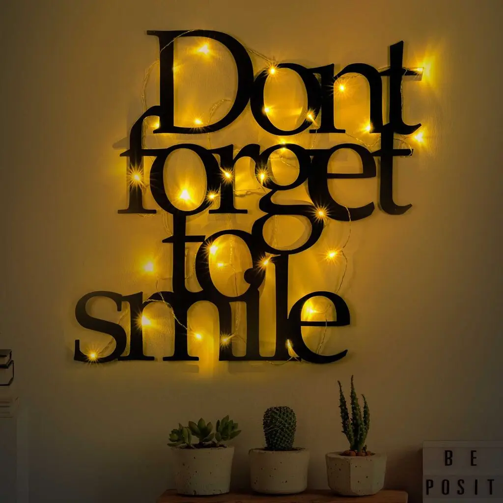 Wallity Zidna dekoracija Dont Forget To Smile 183, 67x70cm, Crna