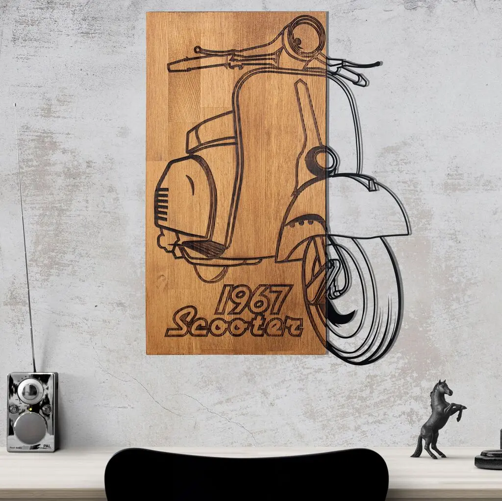 Wallity Zidna dekoracija Nostalgic Scooter, 44x59,5cm, Hrast