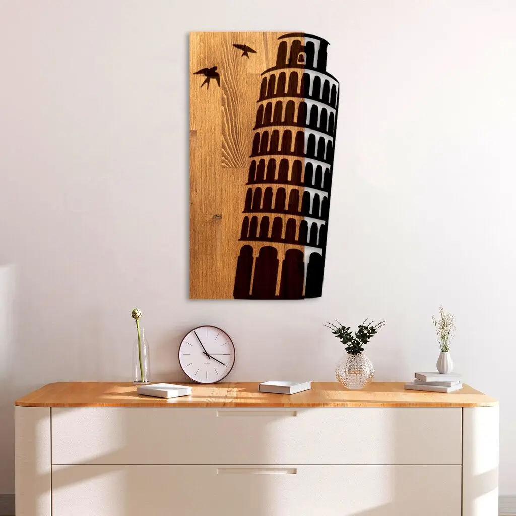 Wallity Zidna dekoracija Pisa Tower, 32cmx58cmx3cm, Hrast