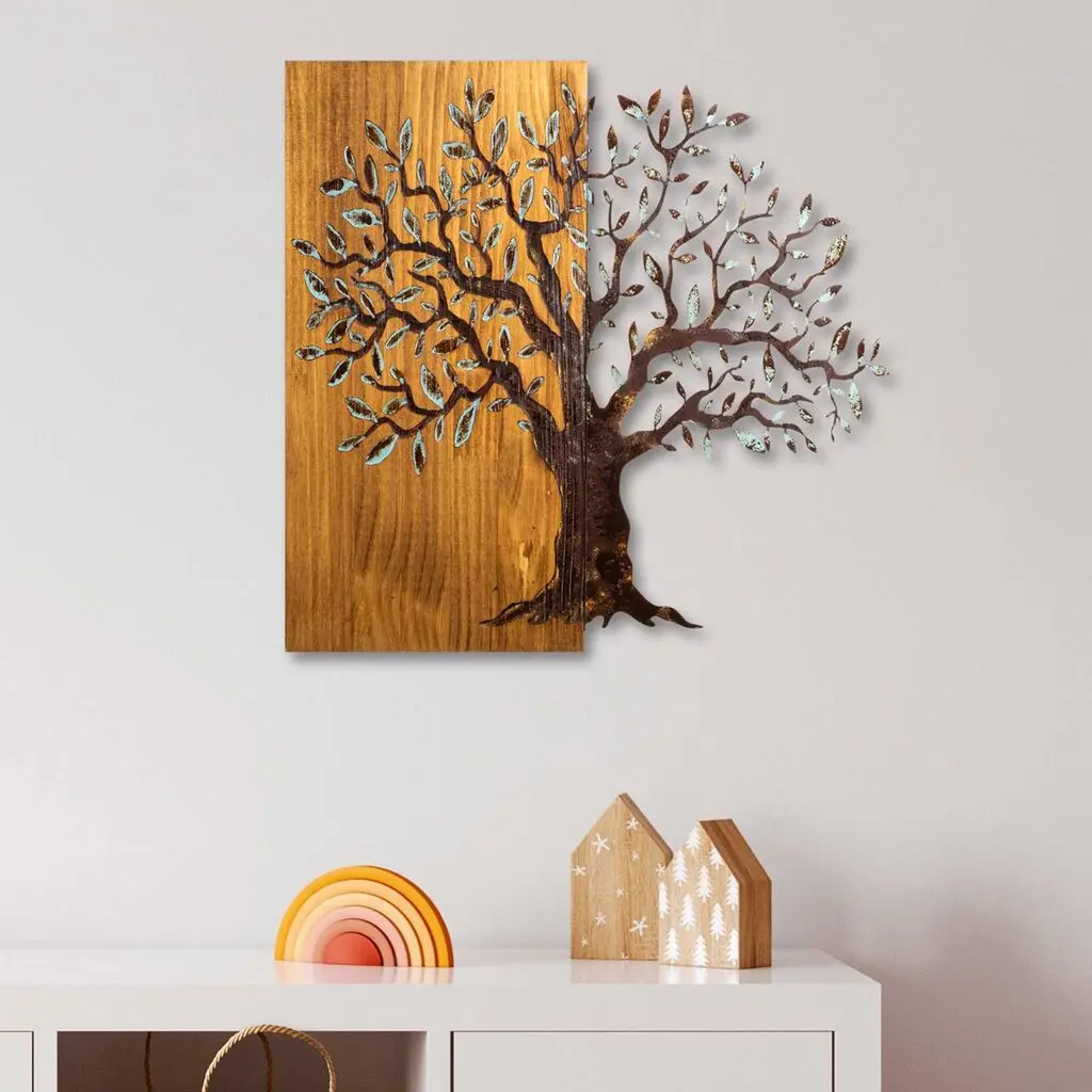 Wallity Zidna dekoracija Mysterious Tree-371-A, 60cmx58cmx3cm, Hrast