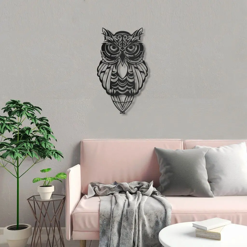 Wallity Zidna dekoracija Owl, 42x70cm, Crna