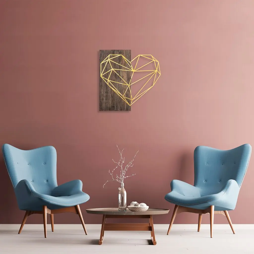Wallity Zidna dekoracija Heart, 58x58 cm, Zlatne boje