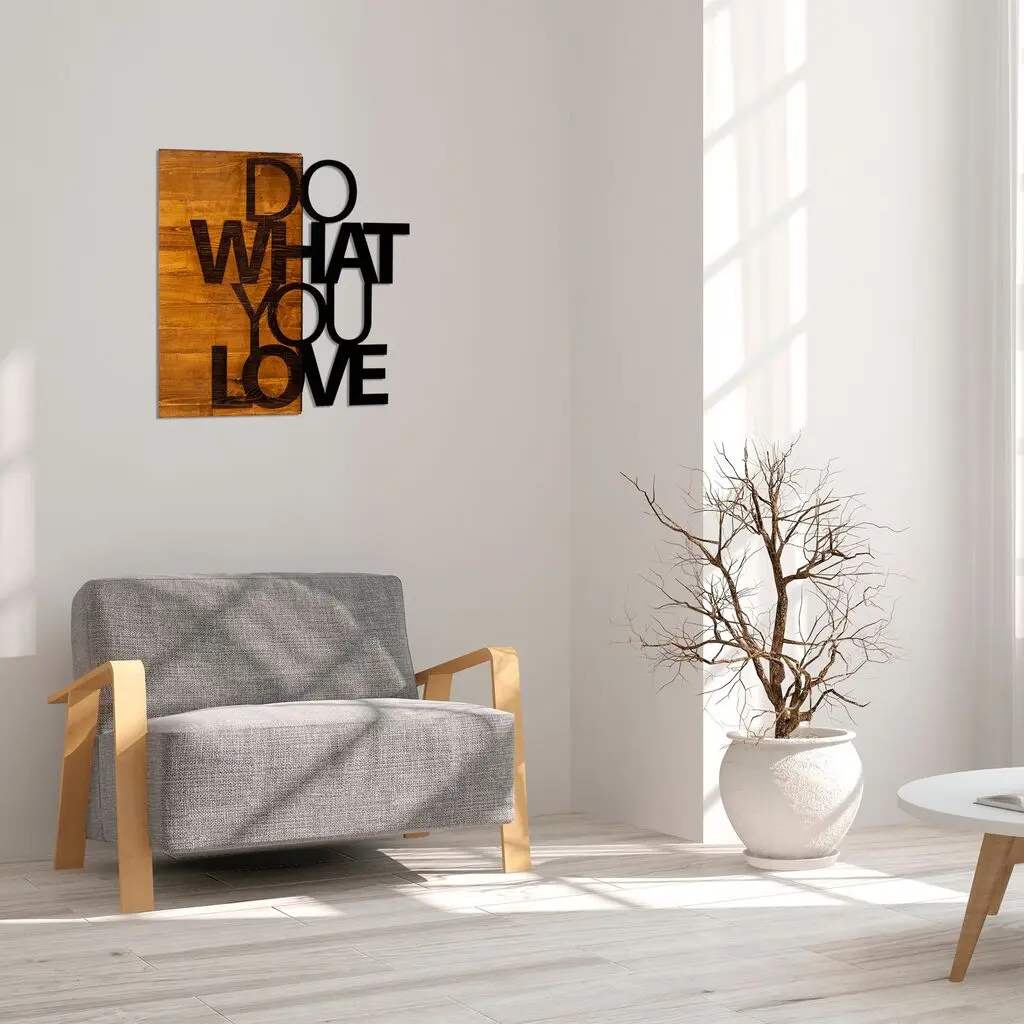 Wallity Zidna dekoracija Do What You Love, 54x58 cm, Crna
