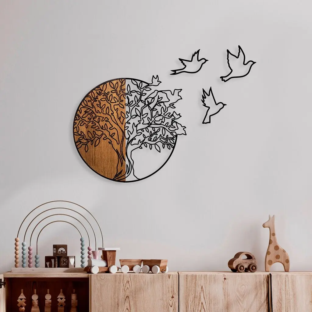 Wallity Zidna dekoracija Tree And Birds 2, Crna