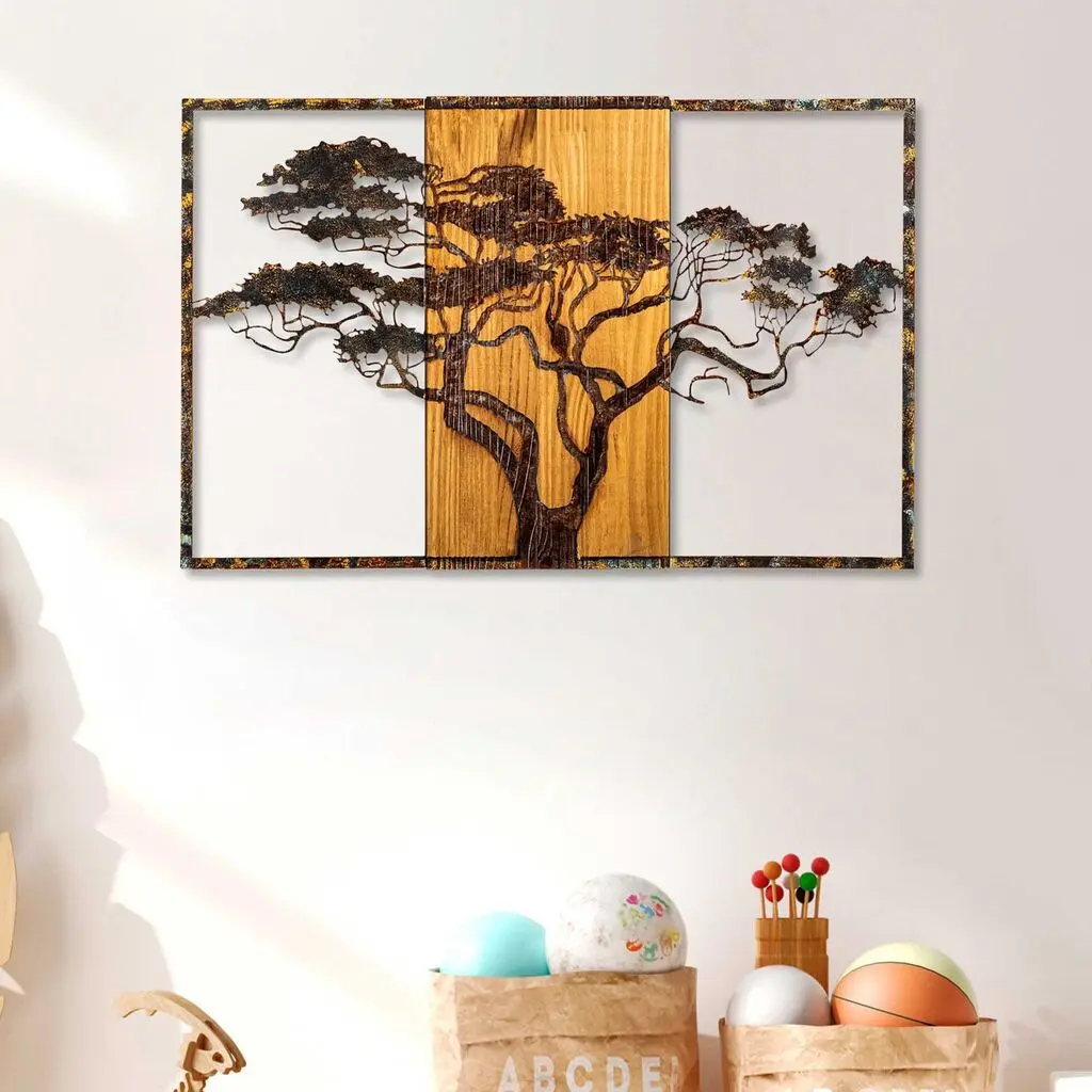 Wallity Zidna dekoracija Acacia Tree - 388-A, 90x58x3 cm, Smeđe boje