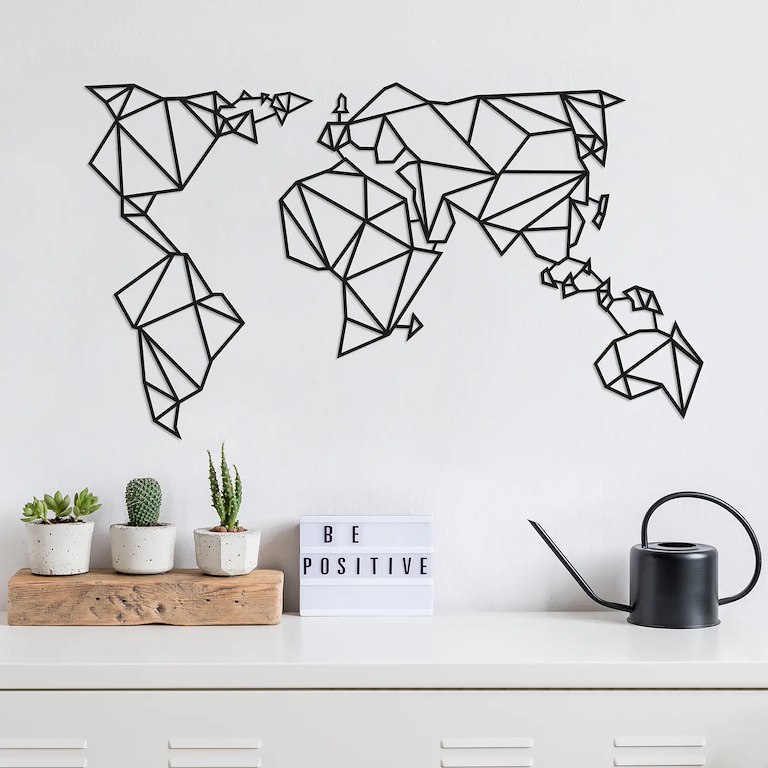 Wallity Zidna dekoracija World Map2, 100x58 cm, 1.5 mm, Crna