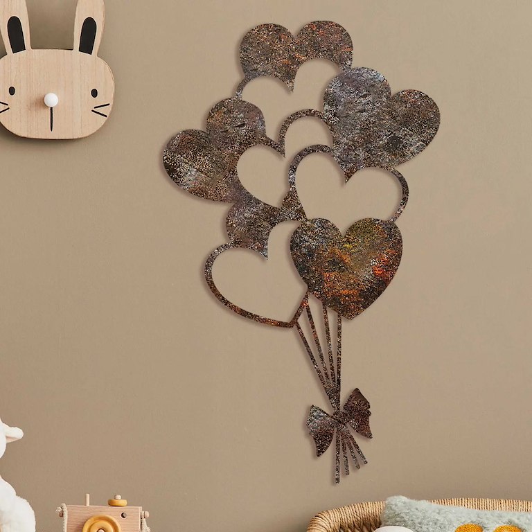 Wallity Zidna dekoracija Rusty Heart 1, 35x21 cm, Braon