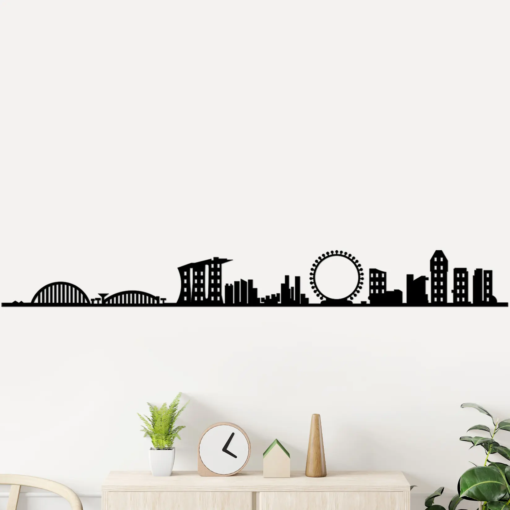 Wallity Zidna dekoracija Singapore Skyline, 125x14 cm, 1.5 mm, Crna