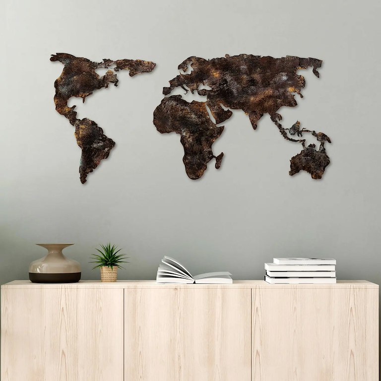Wallity Zidna dekoracija World Map 25, 127x60x1.5 cm, Šarena