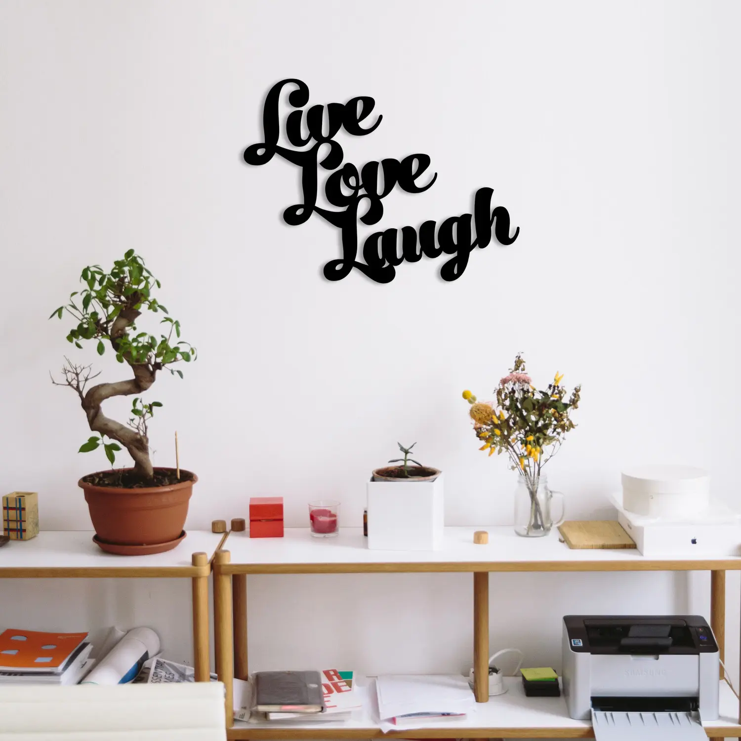 Wallity Zidna dekoracija Lıve Love Laugh, 52x38 cm, 1.2mm, Crna