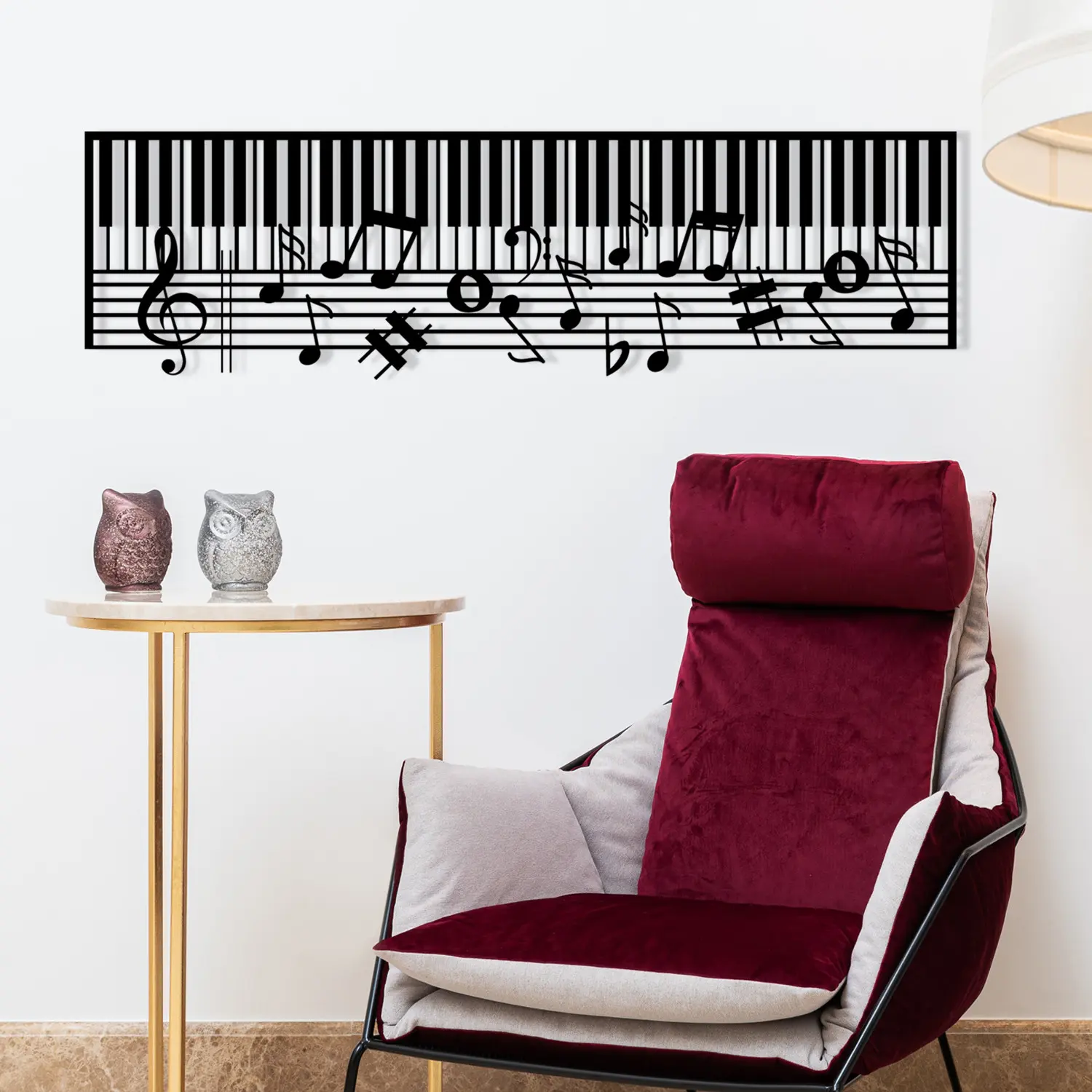 Wallity Zidna dekoracija Piano-M121, 70x30 cm, 1.2 mm, Crna