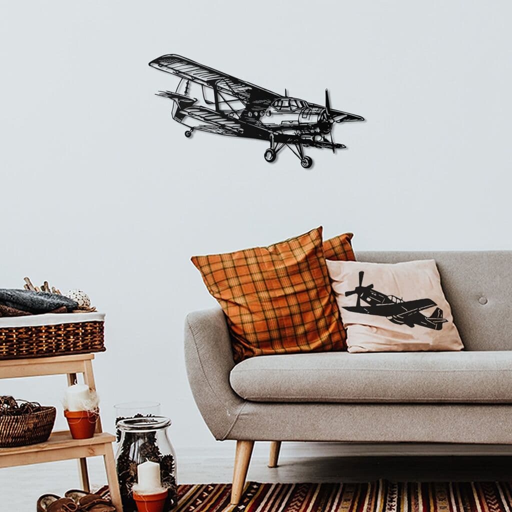Wallity Zidna dekoracija Airplane-APT322MS, 39x74 cm, 1.5 mm, Crna