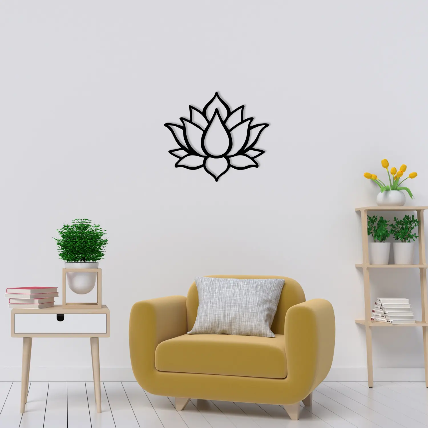 Wallity Zidna dekoracija Lotus Flower 1, 50x43 cm, 1.2mm, Crna