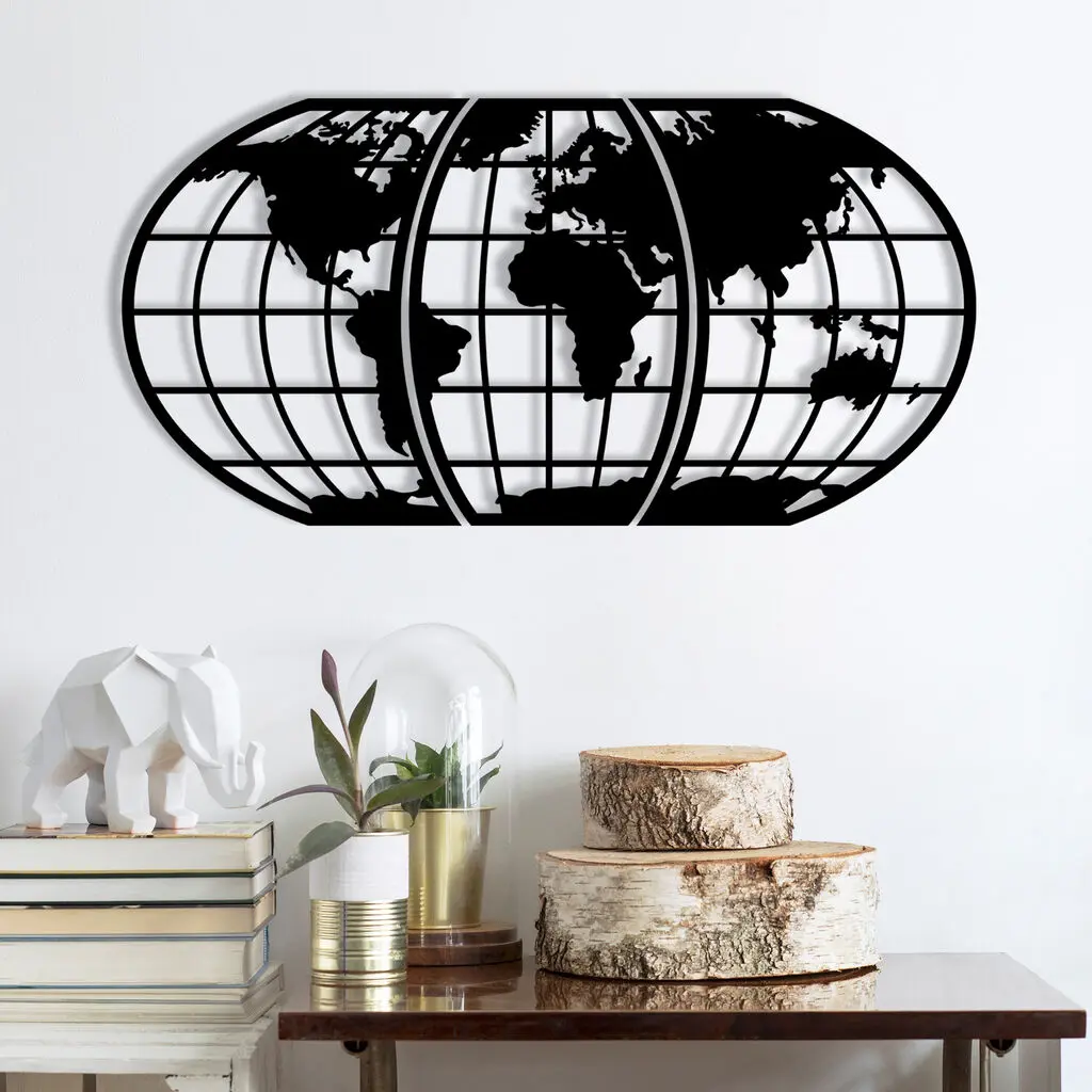 Wallity Zidna dekoracija World Map 11, 116x58 cm, 1.2mm, Crna