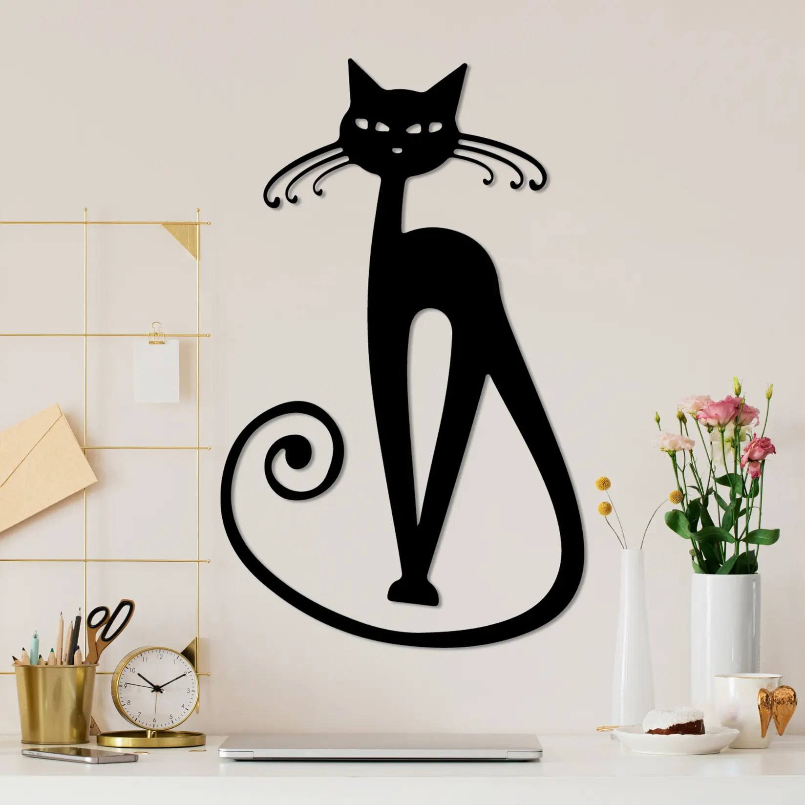 Wallity Zidna dekoracija Cat 6, 37x60 cm, 1.5 mm, Crna