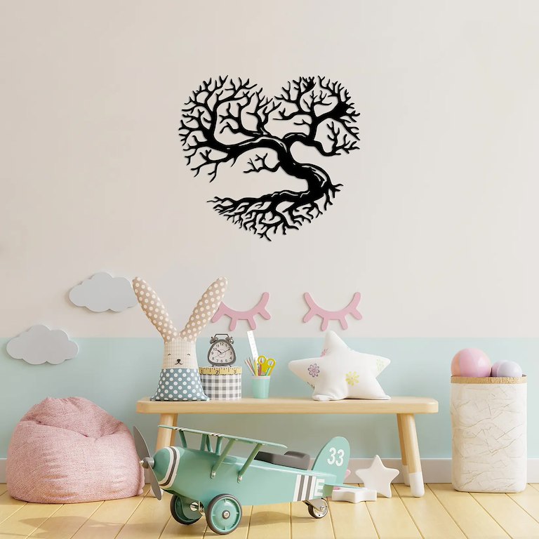Wallity Zidna dekoracija Heart Tree, 64x70 cm, 1.5 cm, Crna