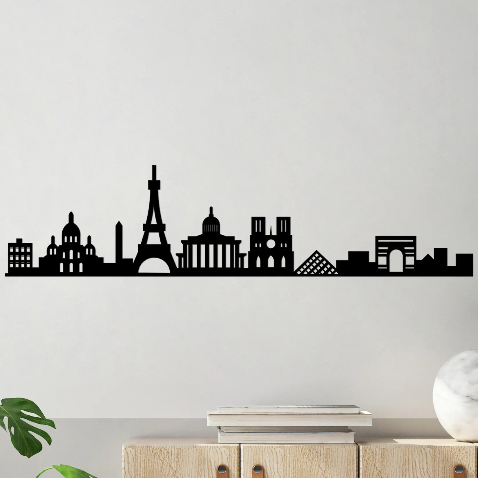 Wallity Zidna dekoracija Paris Skyline, 120x29 cm, 1.5 mm, Crna