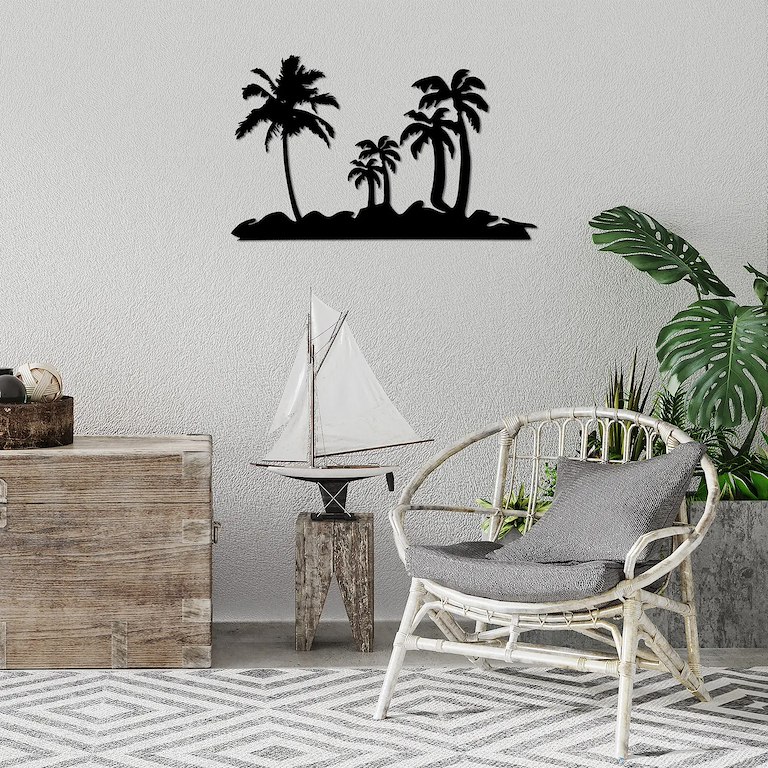 Wallity Zidna dekoracija Palm Trees-460, 70x42 cm, 1.5 mm, Crna