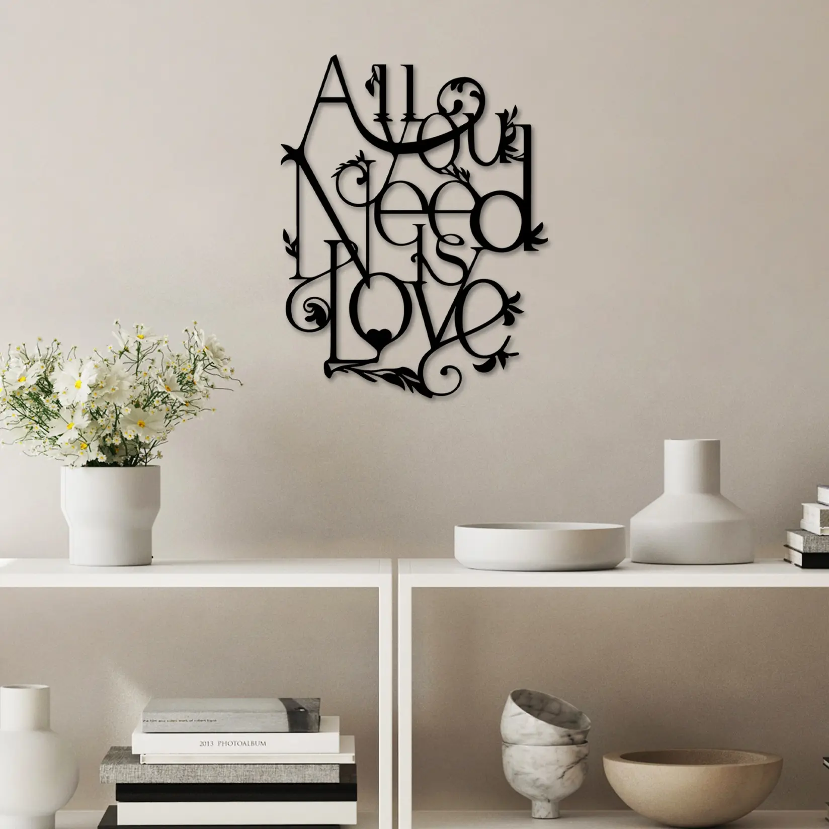 Wallity Zidna dekoracija All You Need is Love, 44x57 cm, 1.5 mm, Crna