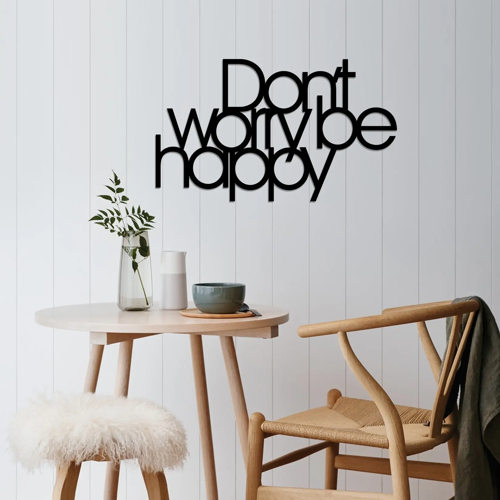Wallity Zidna dekoracija Dont Worry Be Happy, 50x30 cm, 1.5 mm, Crna