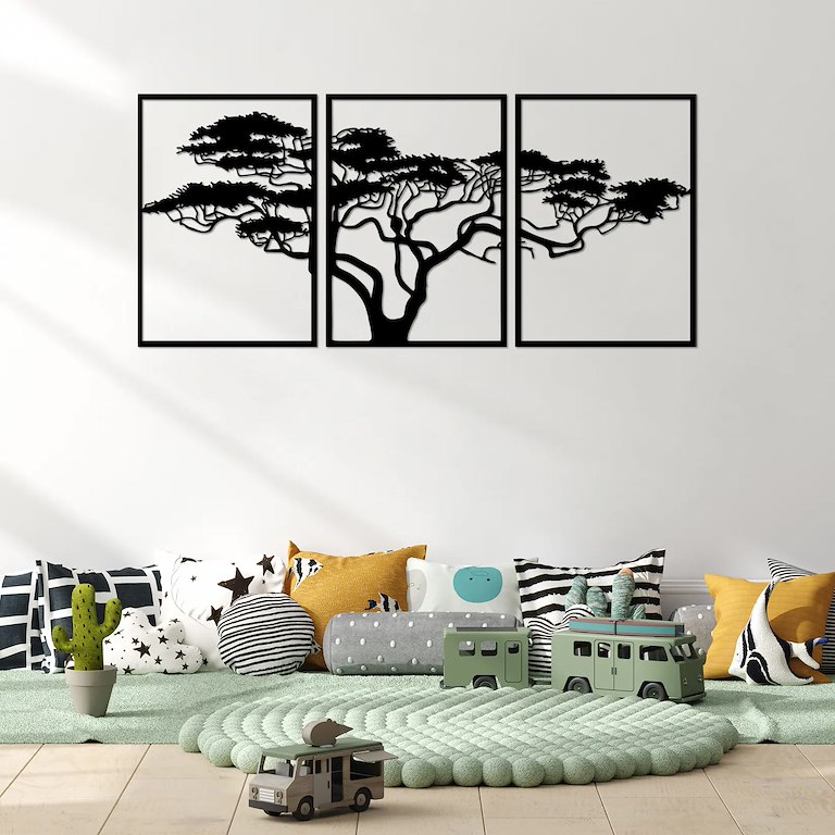 Wallity Set zidnih dekoracija Acacia Tree, 50x70 cm, 1.5 mm, 3 komada, Crna