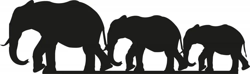 Wallity Zidna dekoracija Elephants, 15x50cm, Crna
