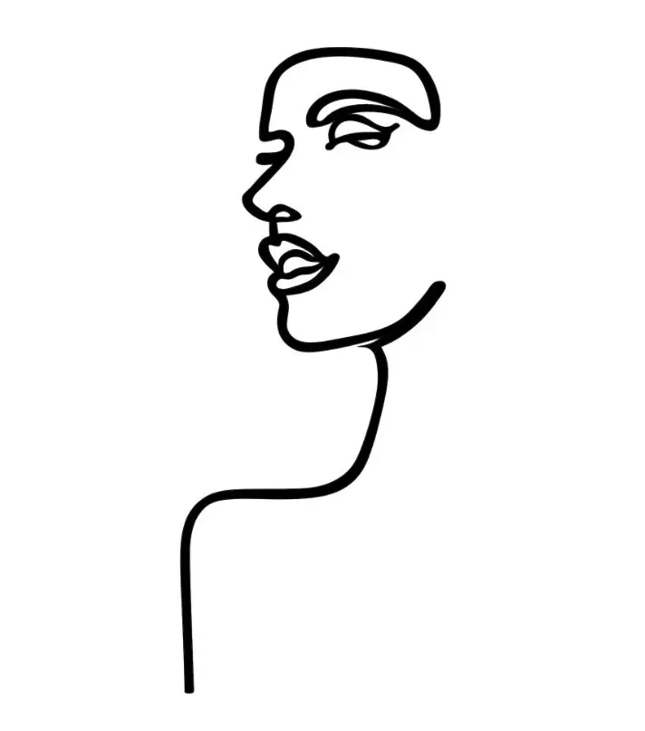 Wallity Zidna dekoracija Woman Profile, 42x100cm, Crna