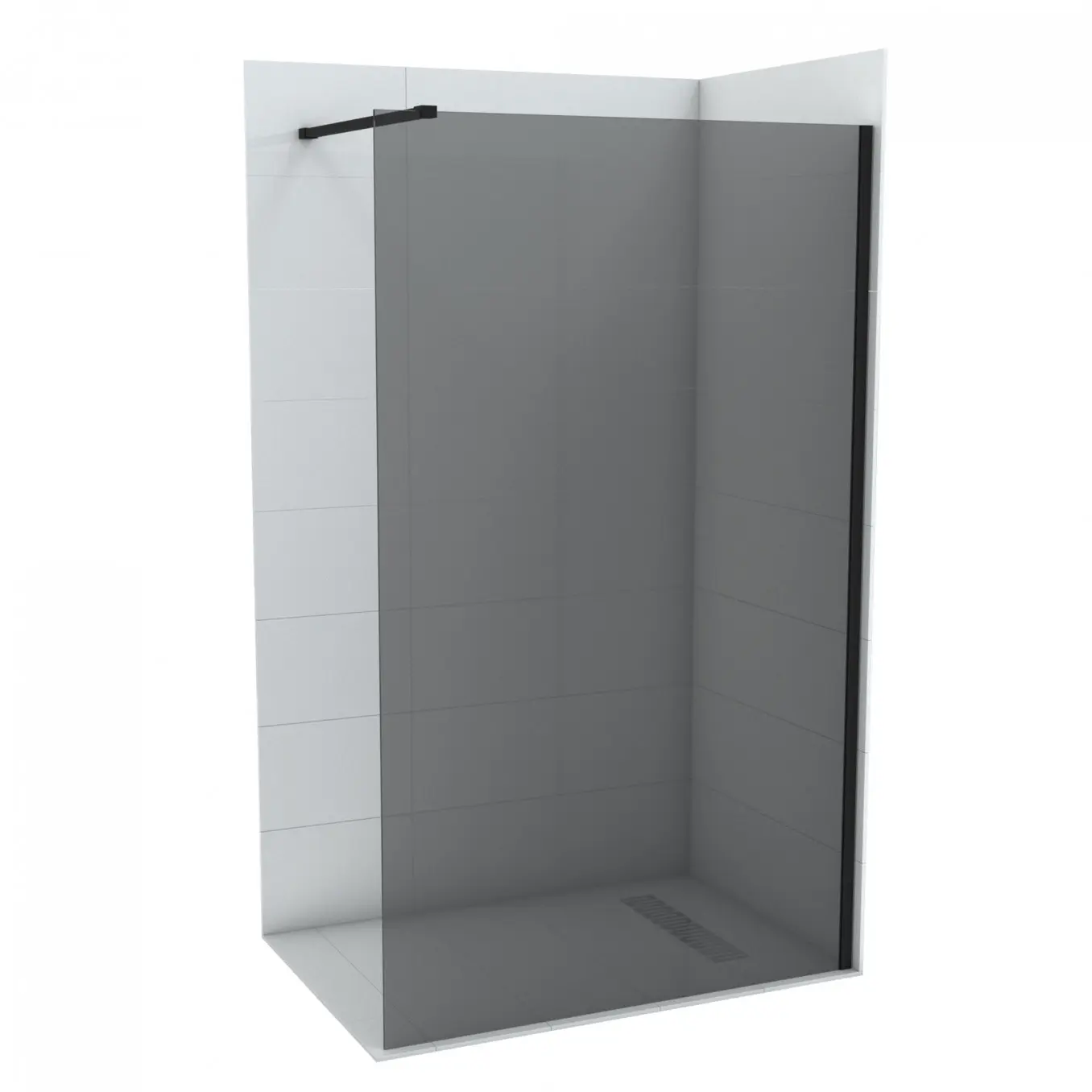 COPEN Walk-in paravan Monte Dark, 90 x 200 cm, Grey staklo 8 mm, Crni ram