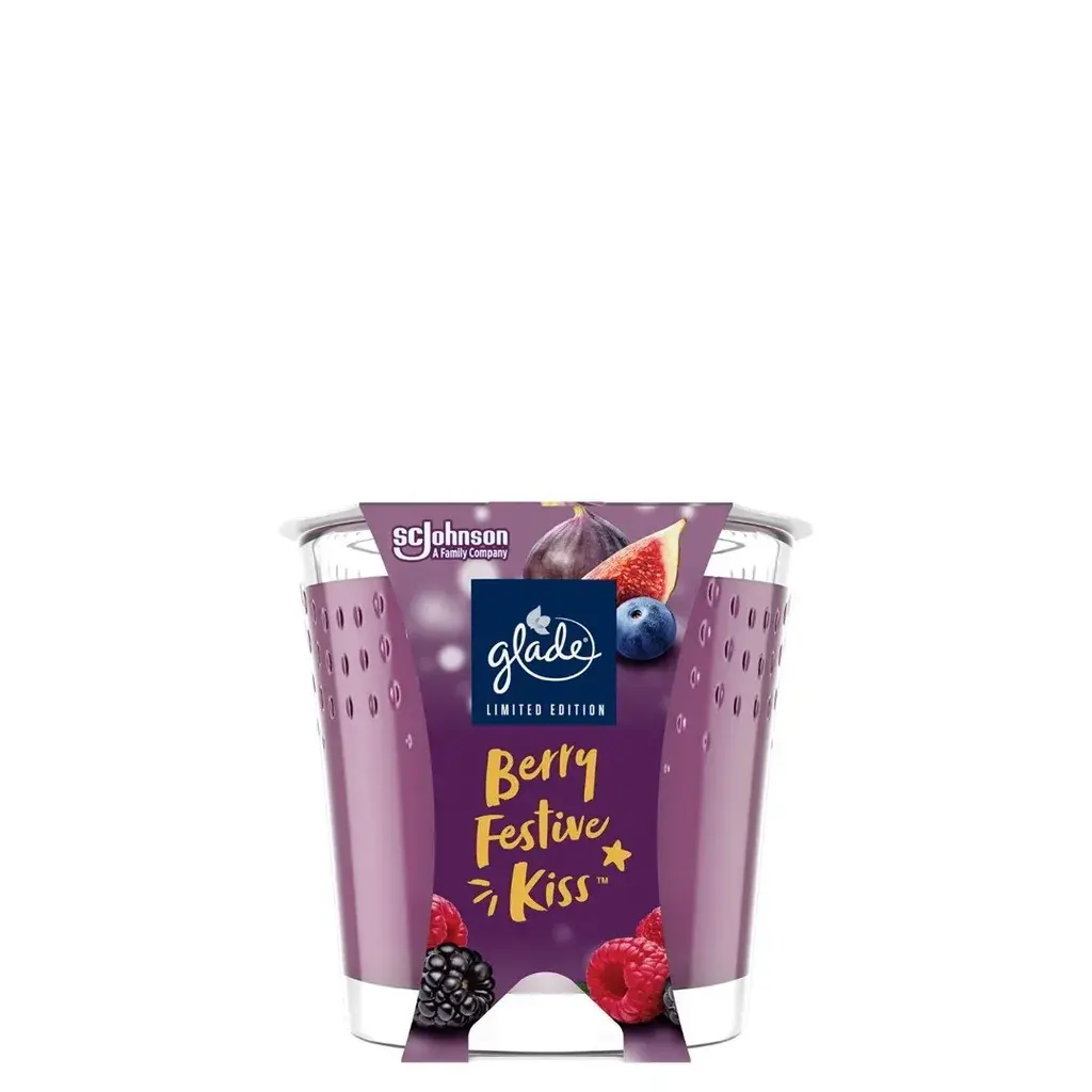 Glade Mirisna sveća Berry Festive Kiss, 112 g, Ljubičasta
