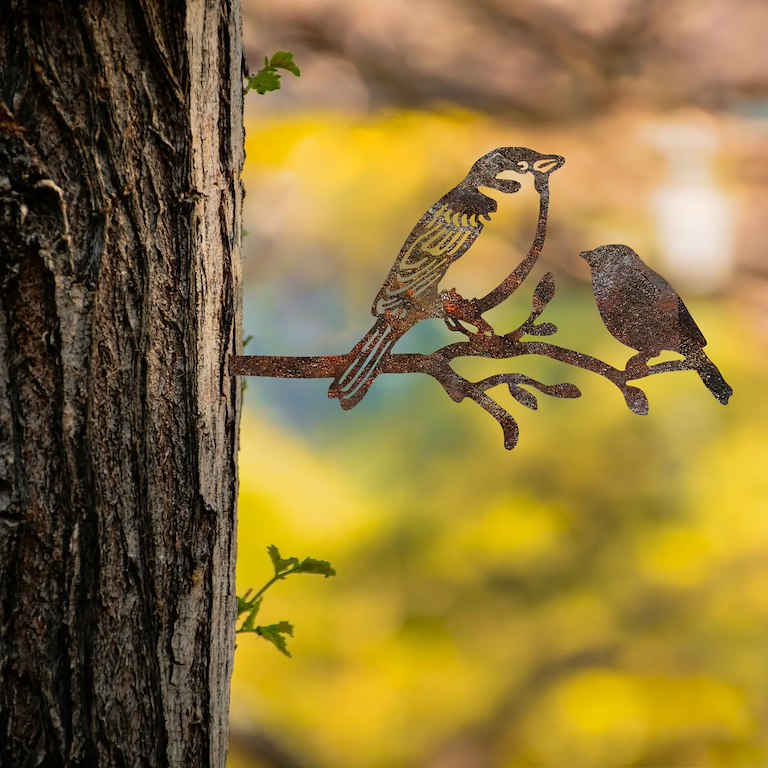 Aberto Design Dekorativna figura Bird On The Branch 02, 40x20 cm, 1.5 mm