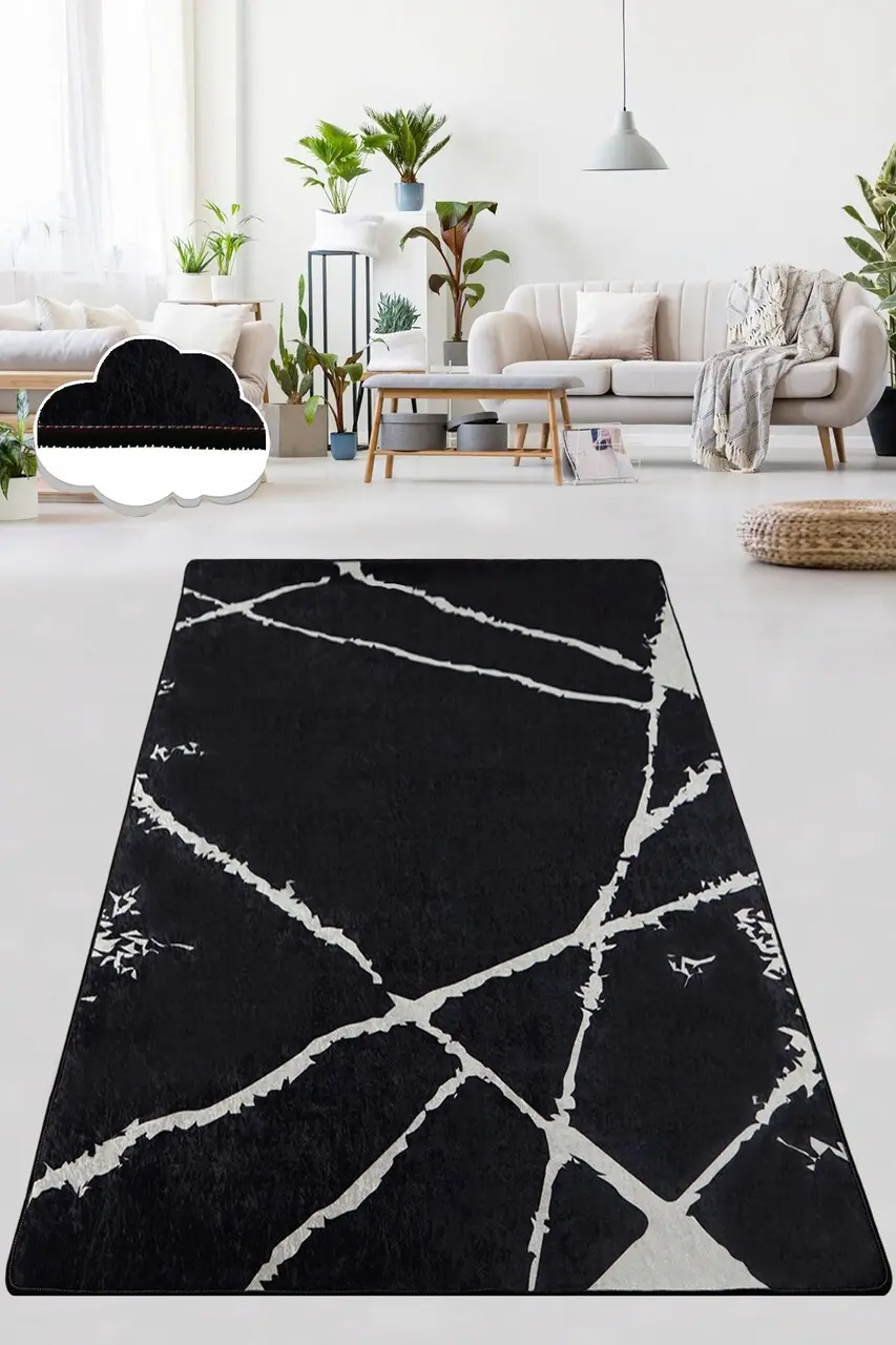 Conceptum Hypnose Tepih Broken Black, 100x200 cm, Crno-beli